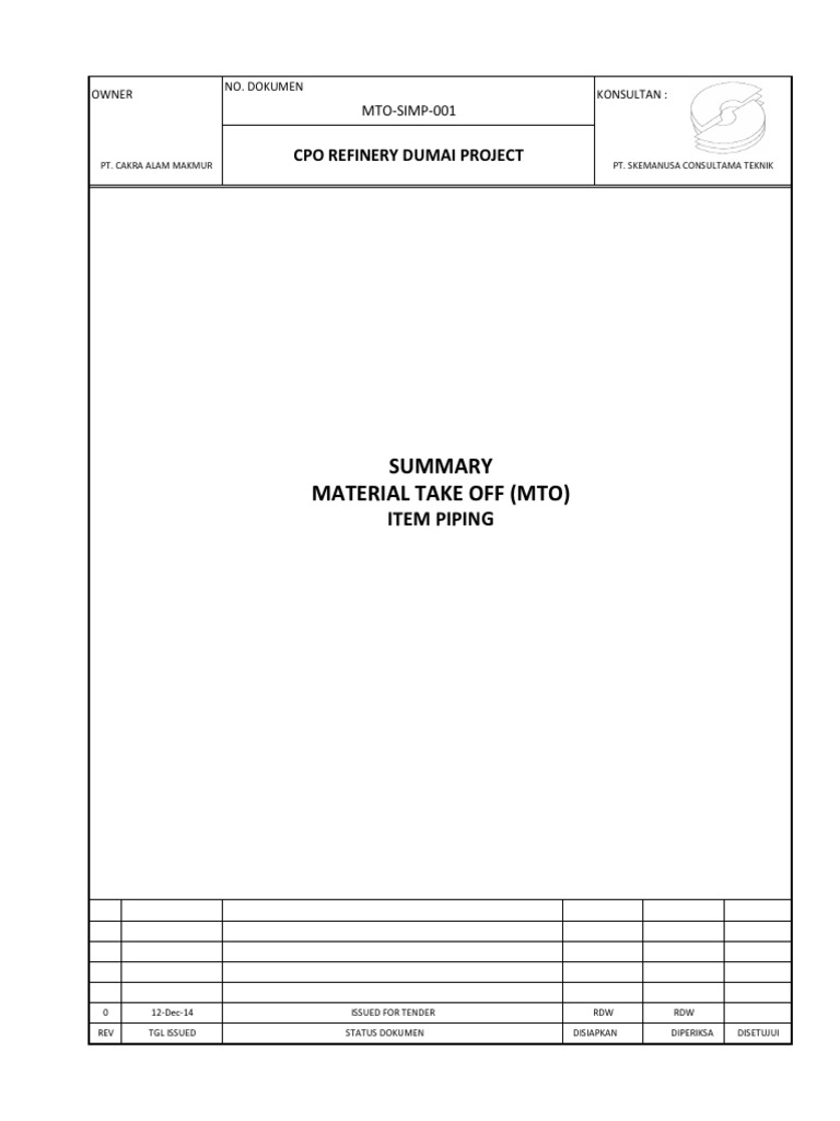 Piping Material Take Off - For Tender PDF | PDF | Pipe (Fluid ...