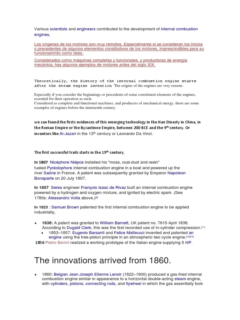 The Innovations Arrived From 1860 | PDF | Internal Combustion Engine ...