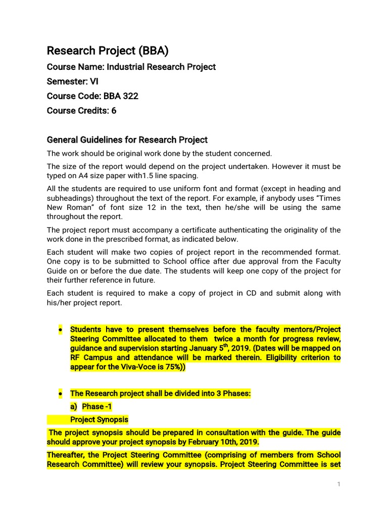 Research Project Guidelines | PDF