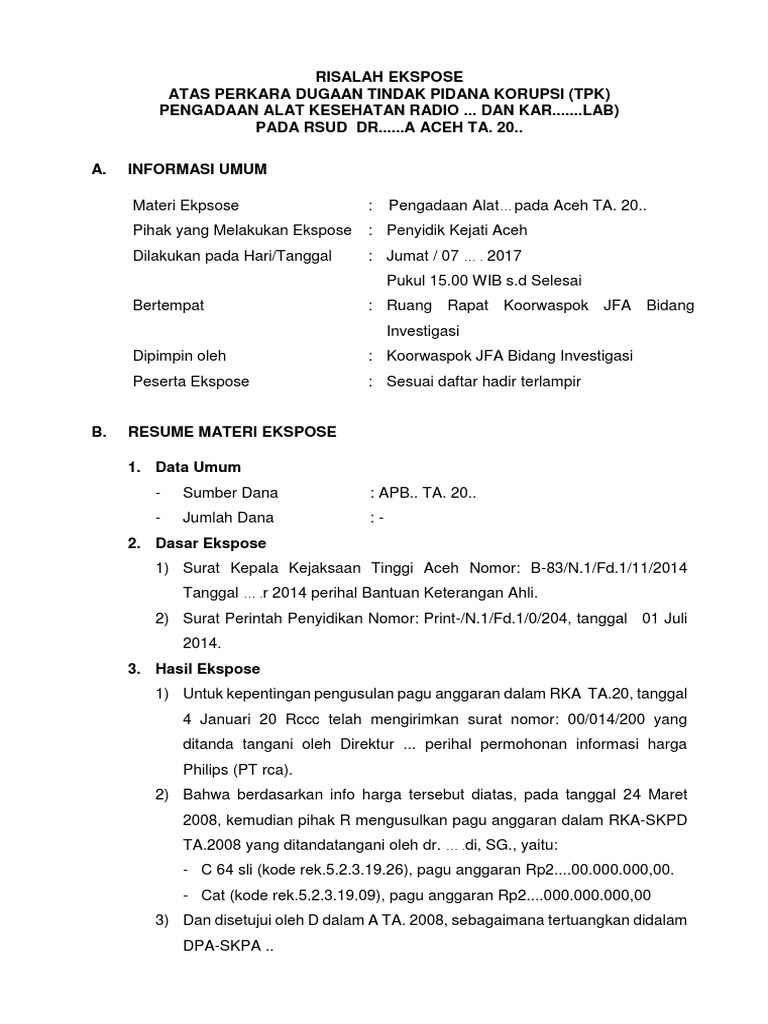 Risalah Ekspose - Edit | PDF