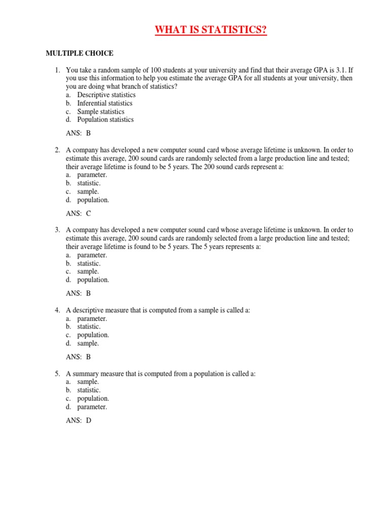 Managerial Statistics International What Is Statistics | PDF ...