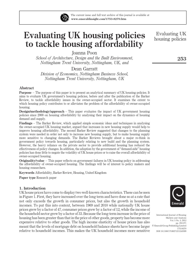 Evaluating UK Housing Policies | PDF | Affordable Housing | Mortgage Loan