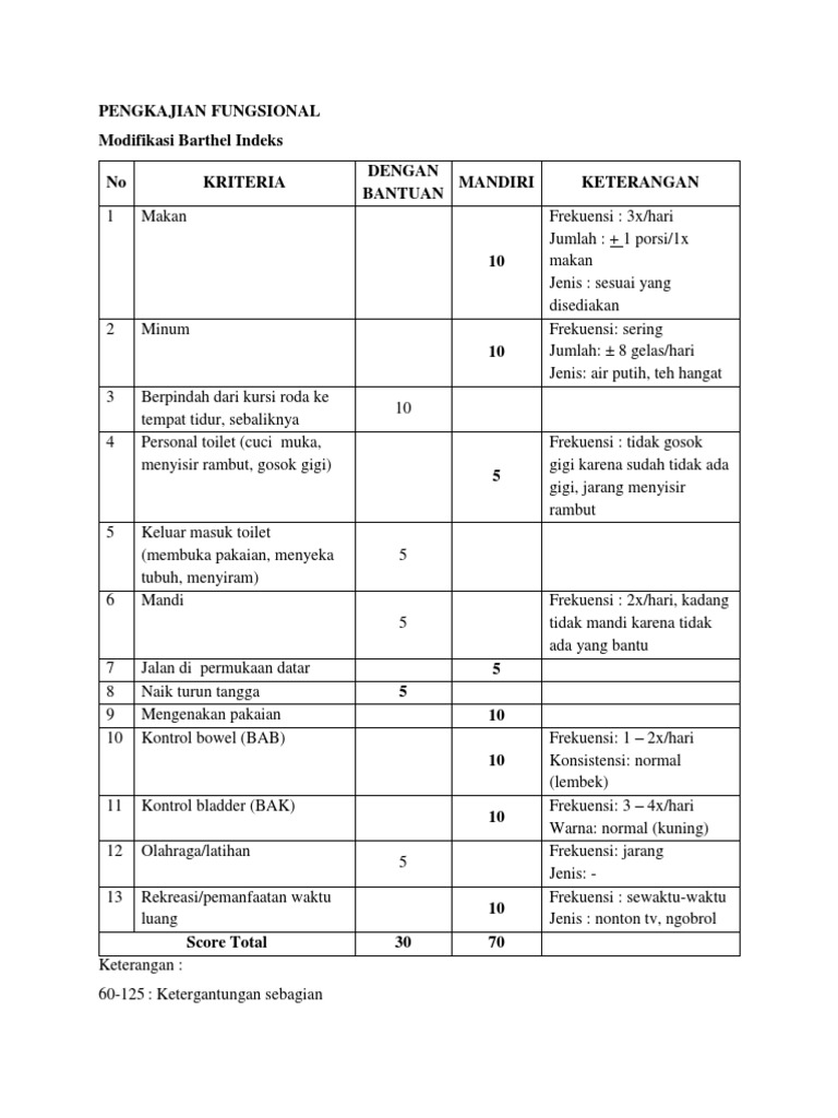 Modifikasi Barthel Indeks | PDF