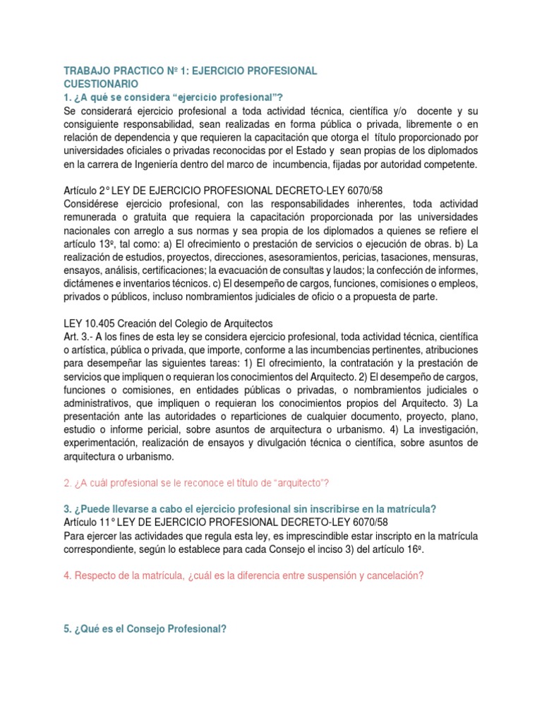 TP #1 - Ejercicio Profesional Dylo Torres | PDF | Arquitecto | Instituciones sociales