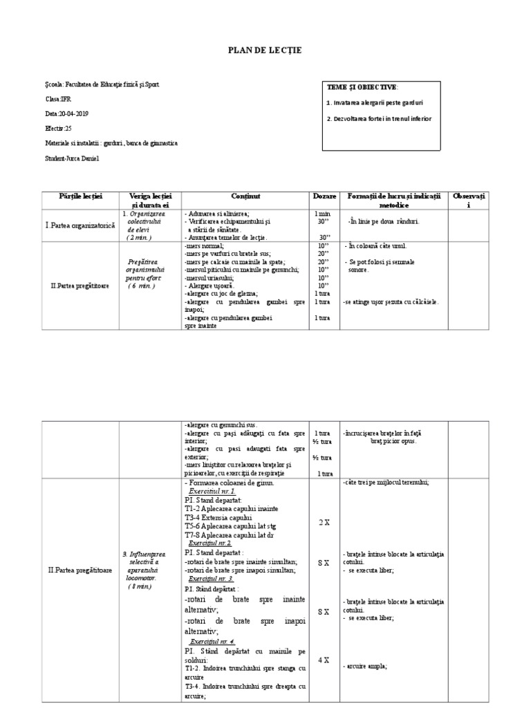 Plan-De-lectie - Atletism Saritura Peste Garduri | PDF