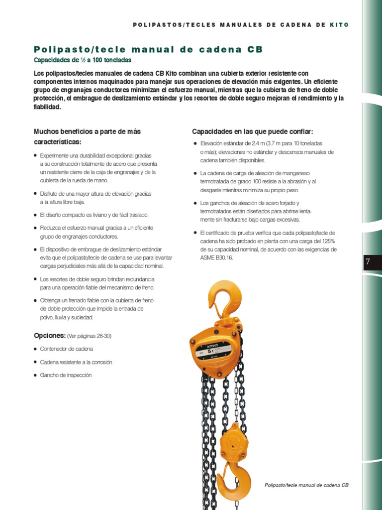 Tabla de Cargas de Tecles PDF | PDF | Engranaje | Mecánica