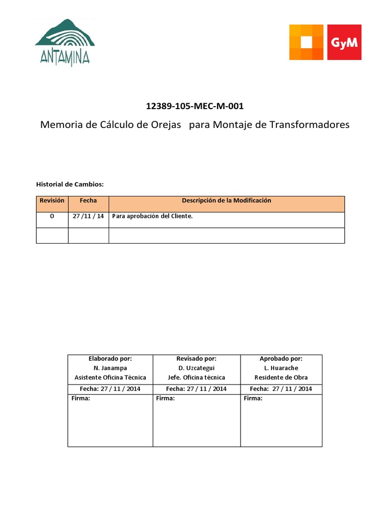 Memoria de Calculo de Oreja de Izaje 001 Rev 0 | Materiales de ... Memoria de Calculo de Oreja de Izaje 001 Rev 0 | Materiales de ...