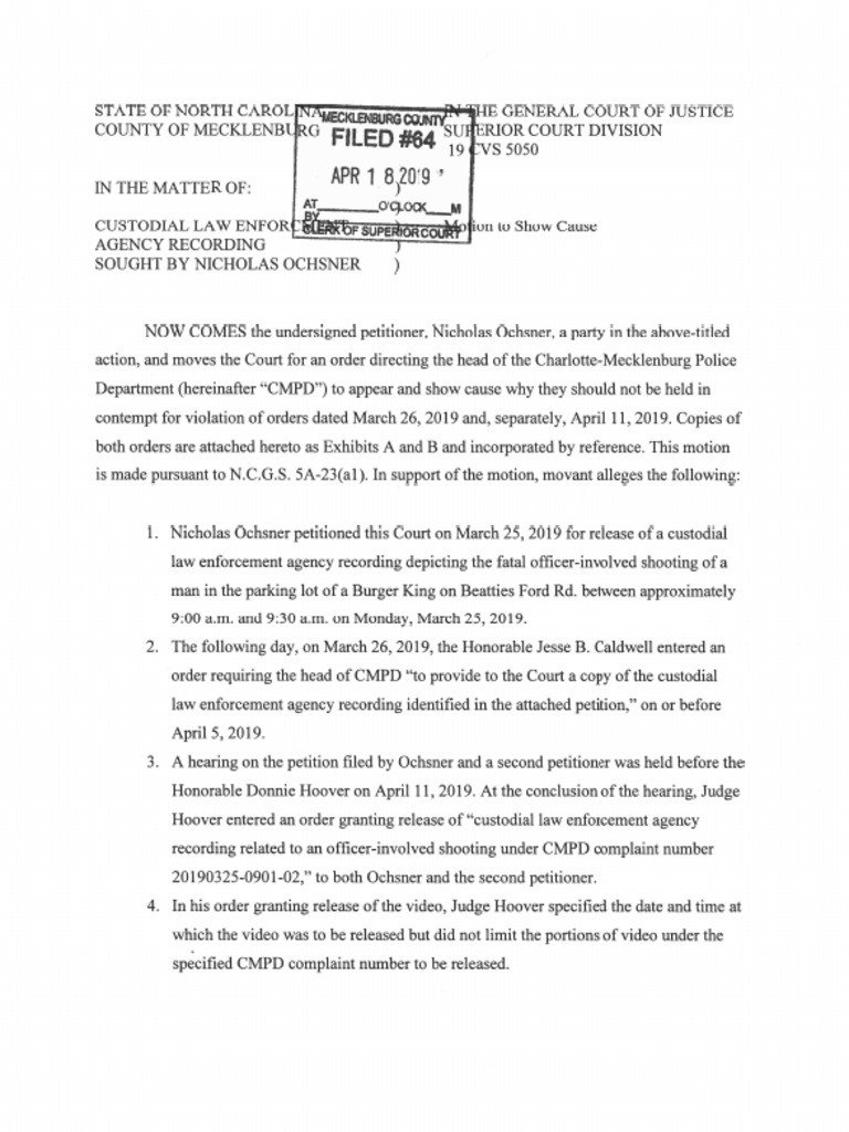 FILED - Motion and Order to Show Cause