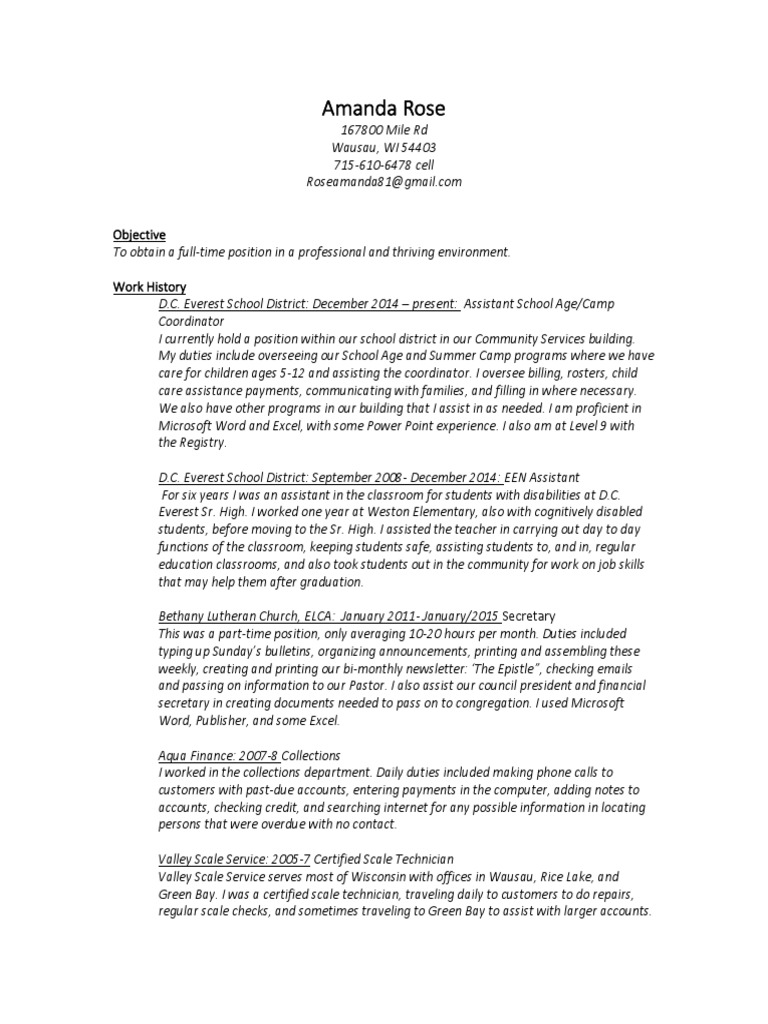 Resume Amanda | PDF | Behavior Modification | Students