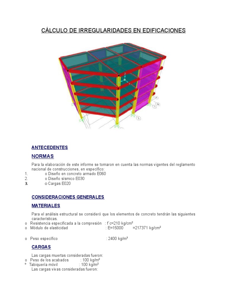 Cálculo de Irregularidades en Edificaciones | PDF | Hormigón | Naturaleza