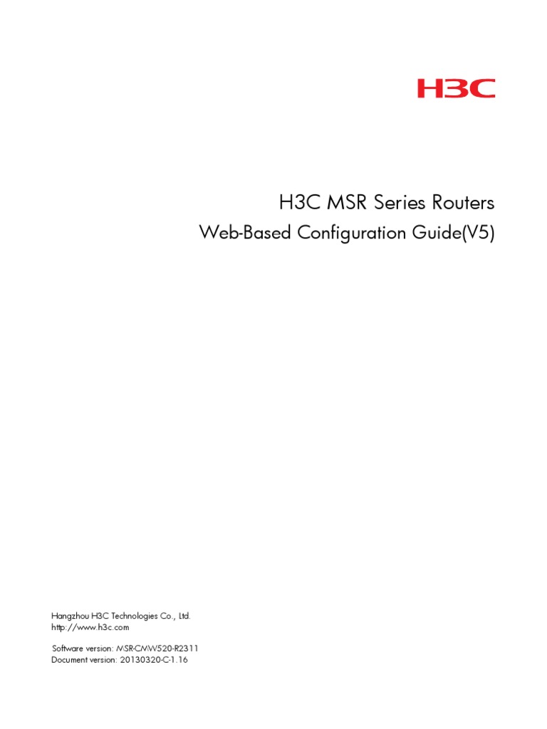 H3C MSR Series Routers Web Configuration Guide (V5) - Release 2311 (V1 ...
