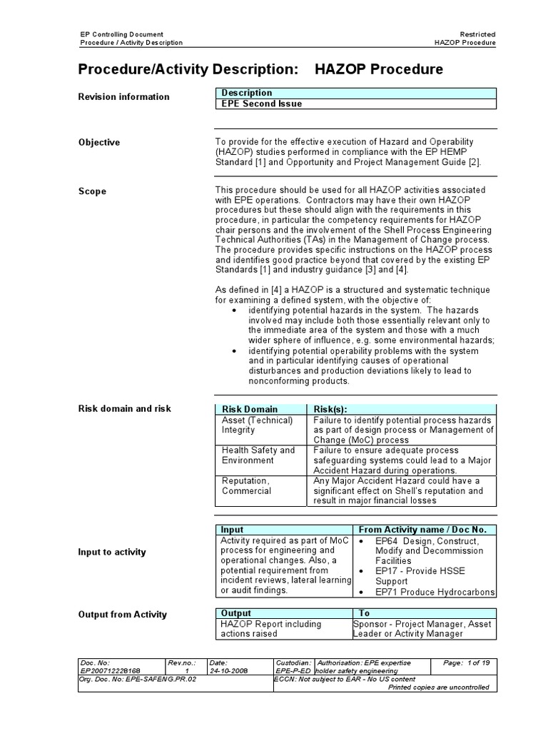 Procedure Hazop Procedure PDF | PDF | Safety | Engineering