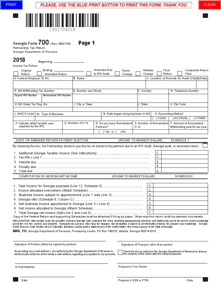 TSD Partnership Tax Return 700 2018 | PDF | Income Tax | Expense