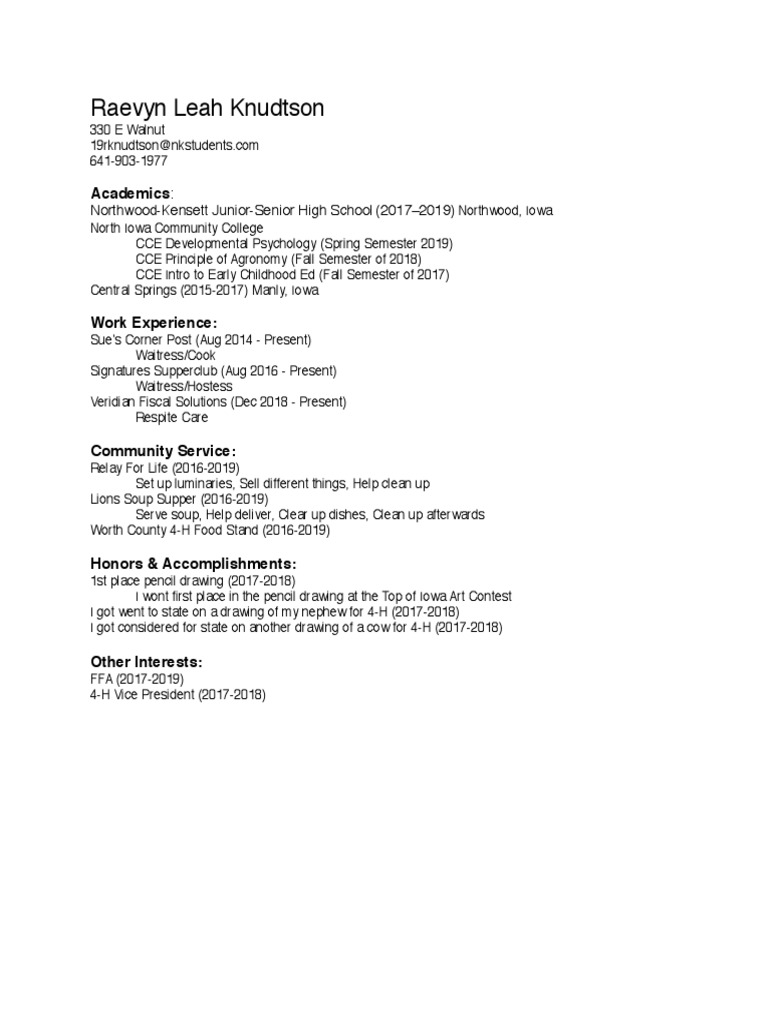 SR Resume Template 2019 1 | PDF