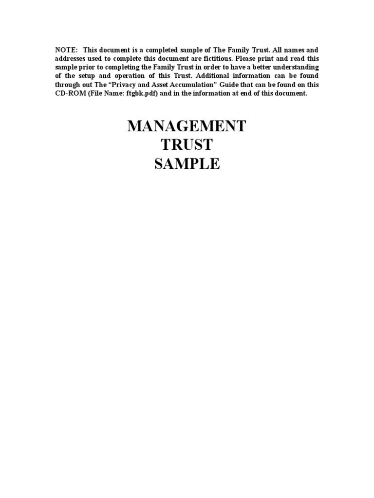 Management Trust Sample | PDF | Trust Law | Deed