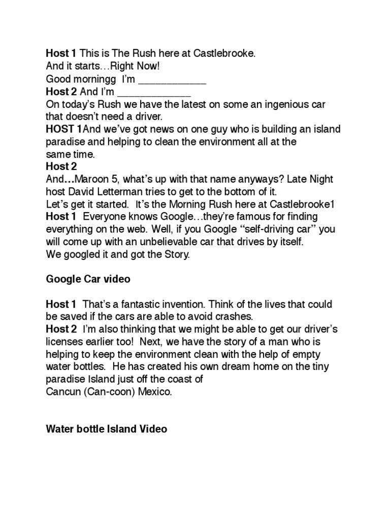 TV Show Practice Mock Script | PDF