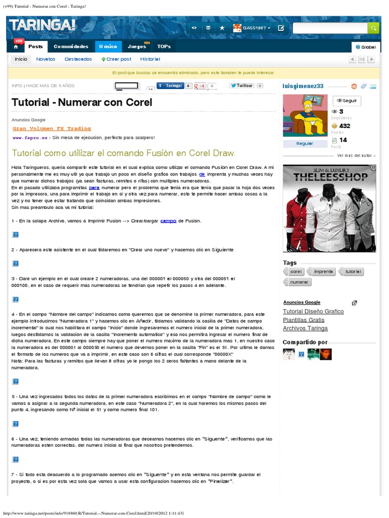 Tutorial - Numerar Con Corel | PDF | Point and Click | La interacción ...