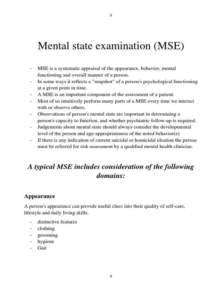 Mental State Examination | PDF | Hallucination | Perception