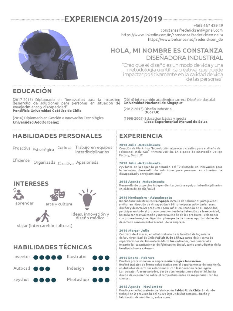 CV Constanza Fredericksen 2019 Tamaño Carta | PDF | Diseño | Innovación