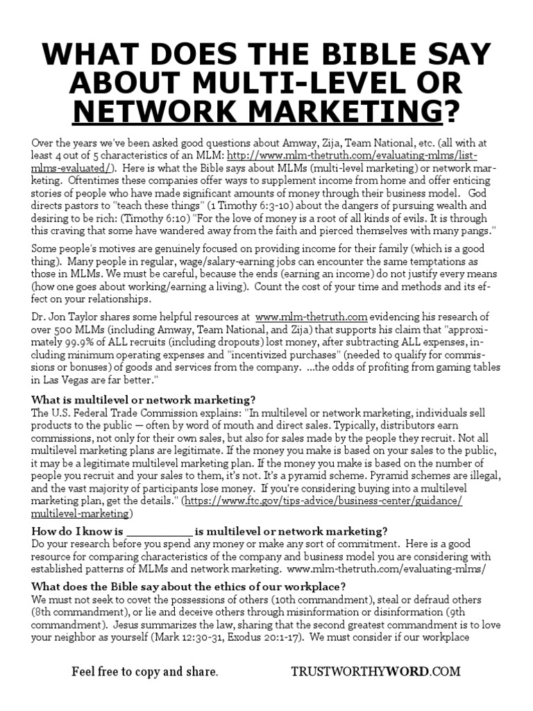 Biblical Insights on MLM Ethics | PDF | Multi Level Marketing