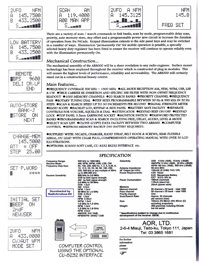 AOR AR8000 Alignment PDF | PDF