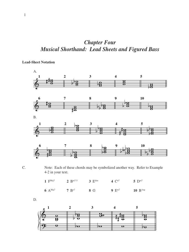 Chapter Four Musical Shorthand: Lead Sheets and Figured Bass | PDF ...