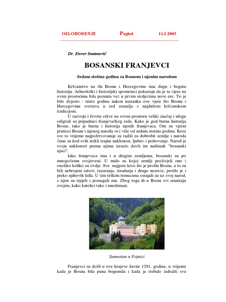 Enver Imamović - Bosanski Franjevci PDF | PDF