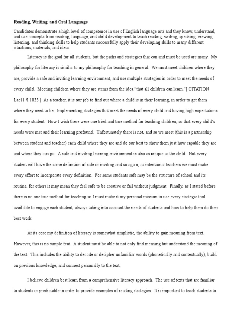 Reading, Writing, and Oral Language | PDF | Reading (Process) | Lesson Plan