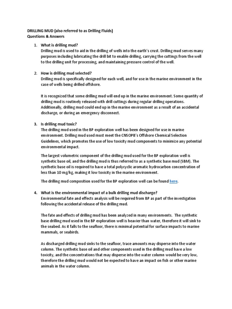 Drilling Fluid Questions | PDF | Chemistry | Nature