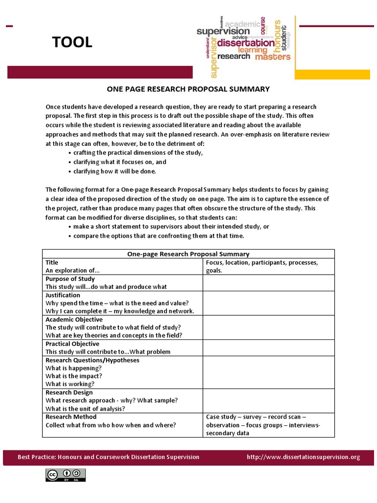 One Page Research Proposal Summary | PDF | Research Methods | Science
