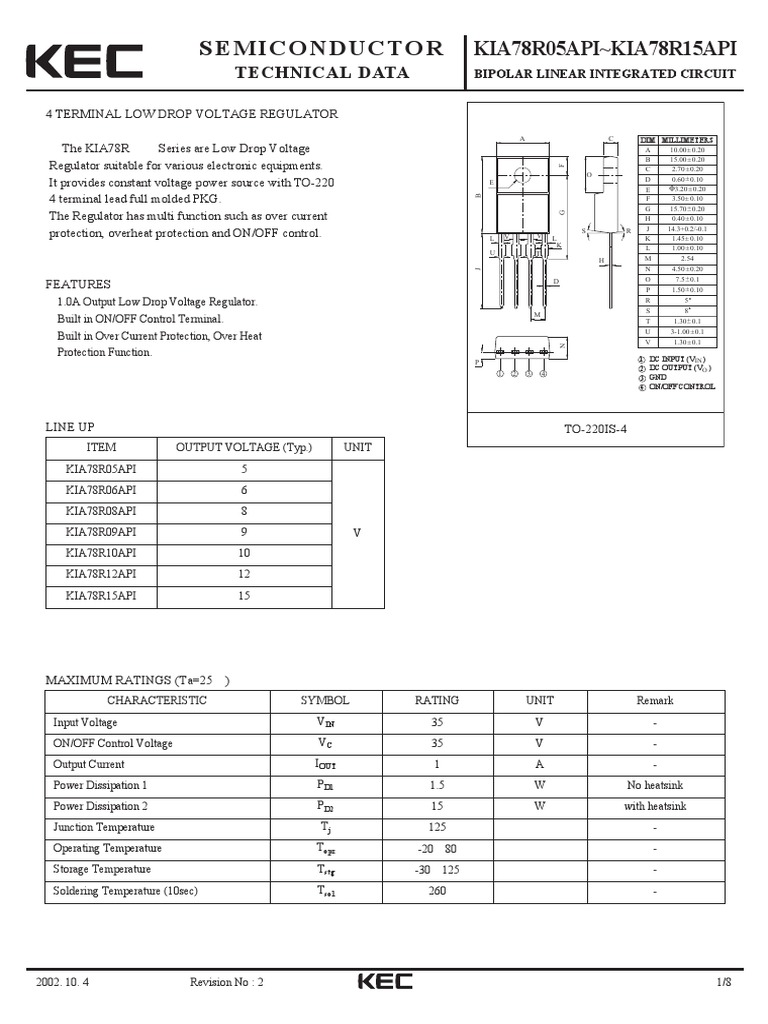 Datasheet KIA78 PDF | PDF | Electricity | Electronics