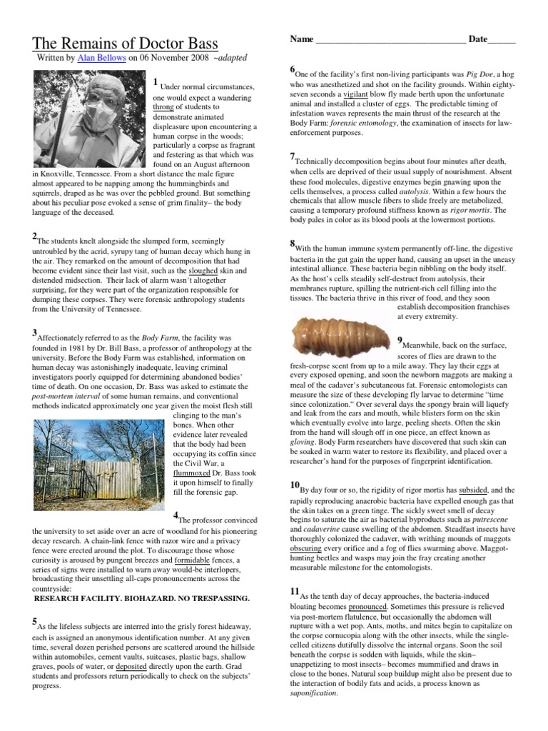 Article - Body Farm | PDF | Decomposition | Cadaver