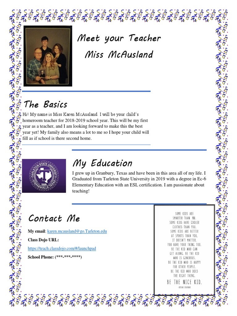 Meet Your Teacher Letter | PDF