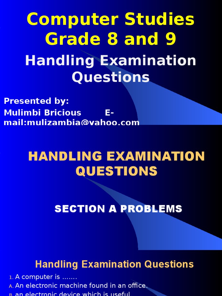 ECZ Computer Studies P1 Past Paper 2015 2016 2017 | PDF | Computer Data ...