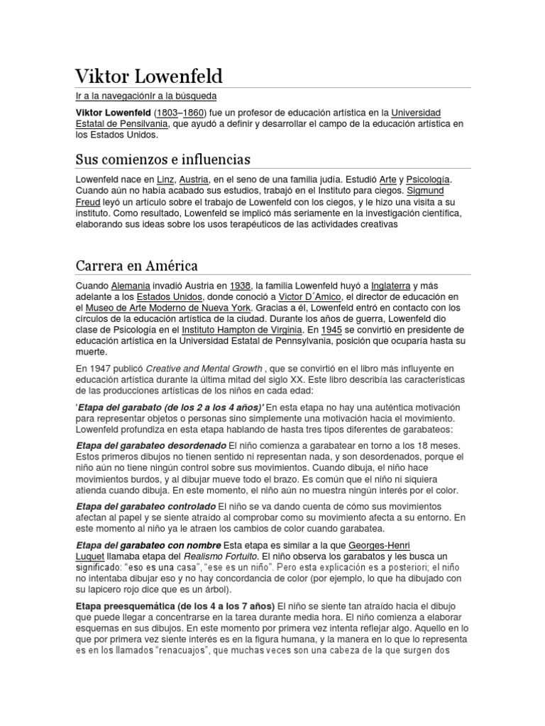 Viktor Lowenfeld | PDF | Conceptos psicologicos | Sicología