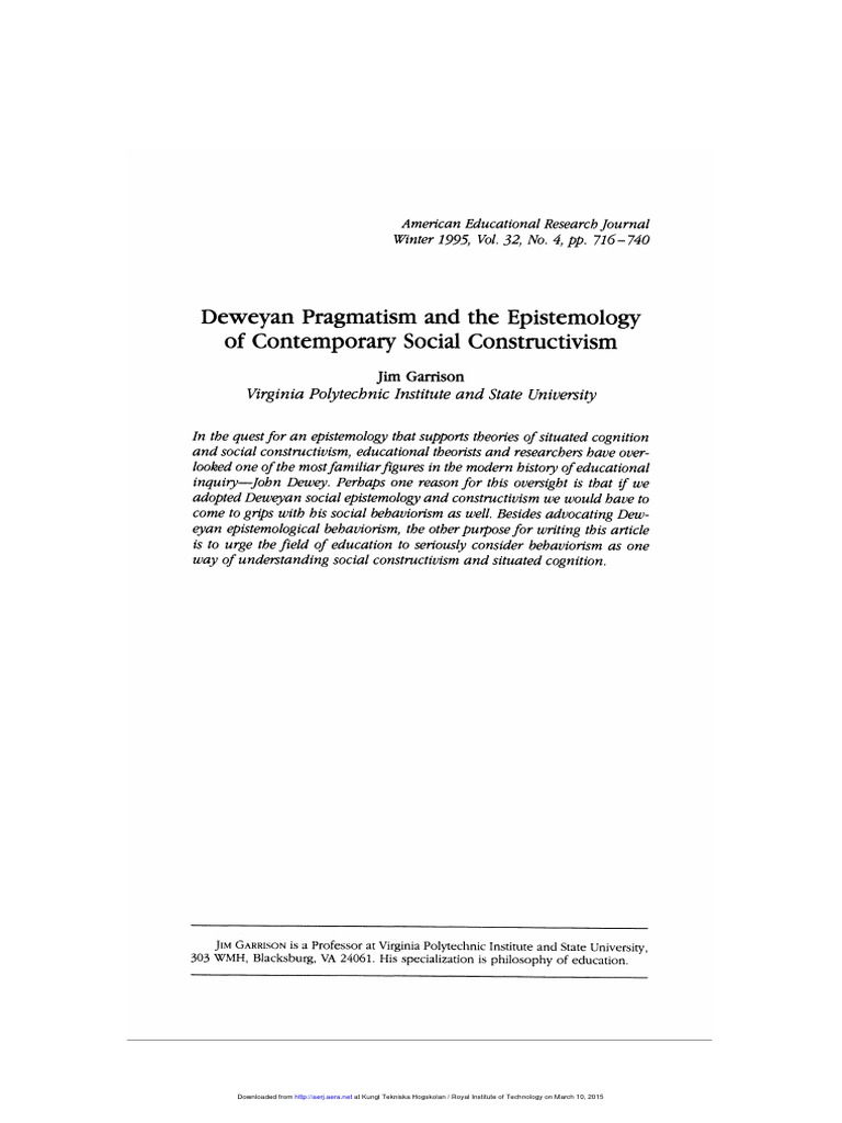 Deweyan Pragmatism in Social Constructivism | PDF | Pragmatism ...