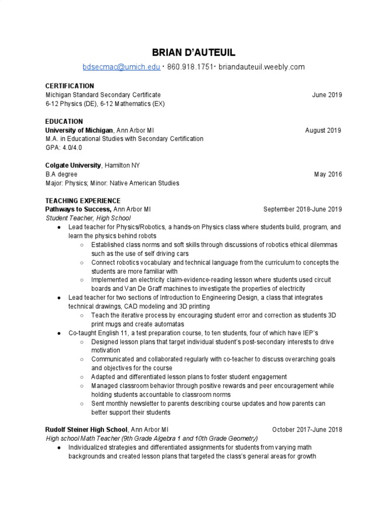 Job Search - Resume 6 | PDF | Mentorship | Homework