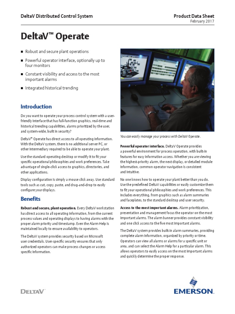 Deltav Operate: Product Data Sheet Deltav Distributed Control System ...