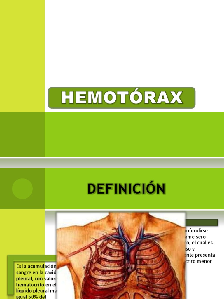 Hemotórax: Definición y Clasificación | PDF | Epidemiología | Medicina