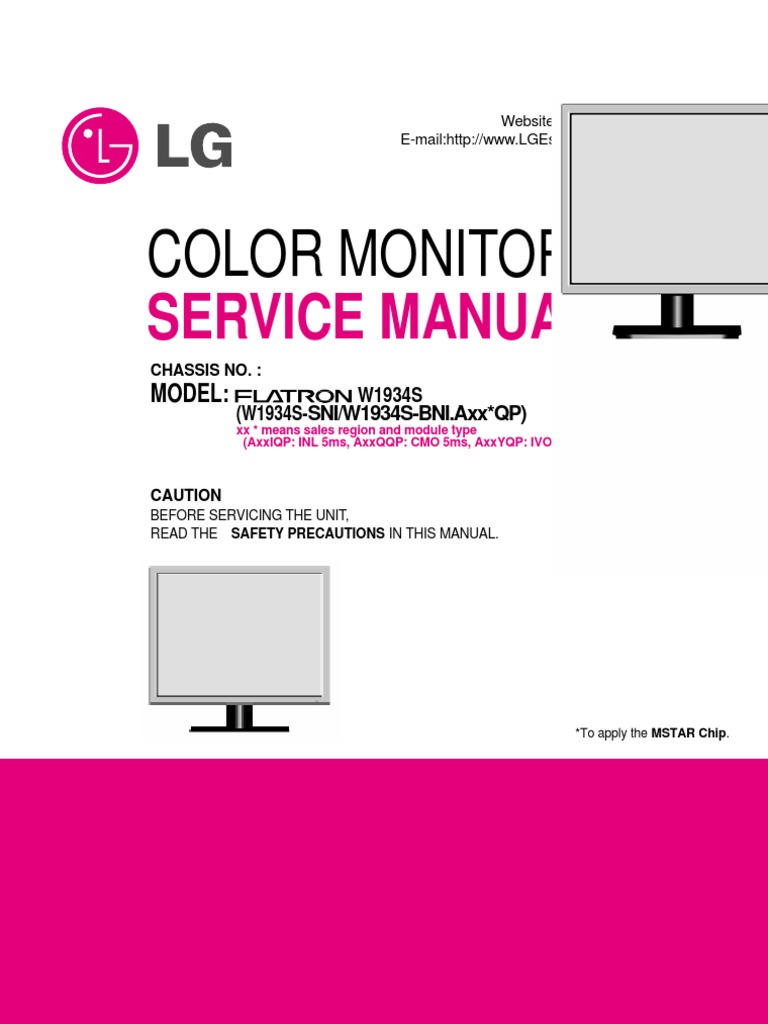 LG TFT-LCD Color Monitor Flatron w1934s | PDF
