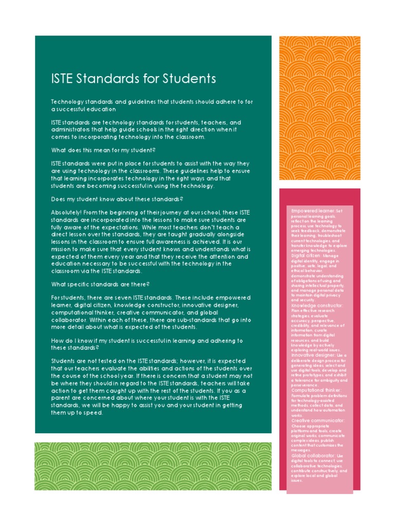 ISTE Standards for Student Success | PDF | Learning | Teachers