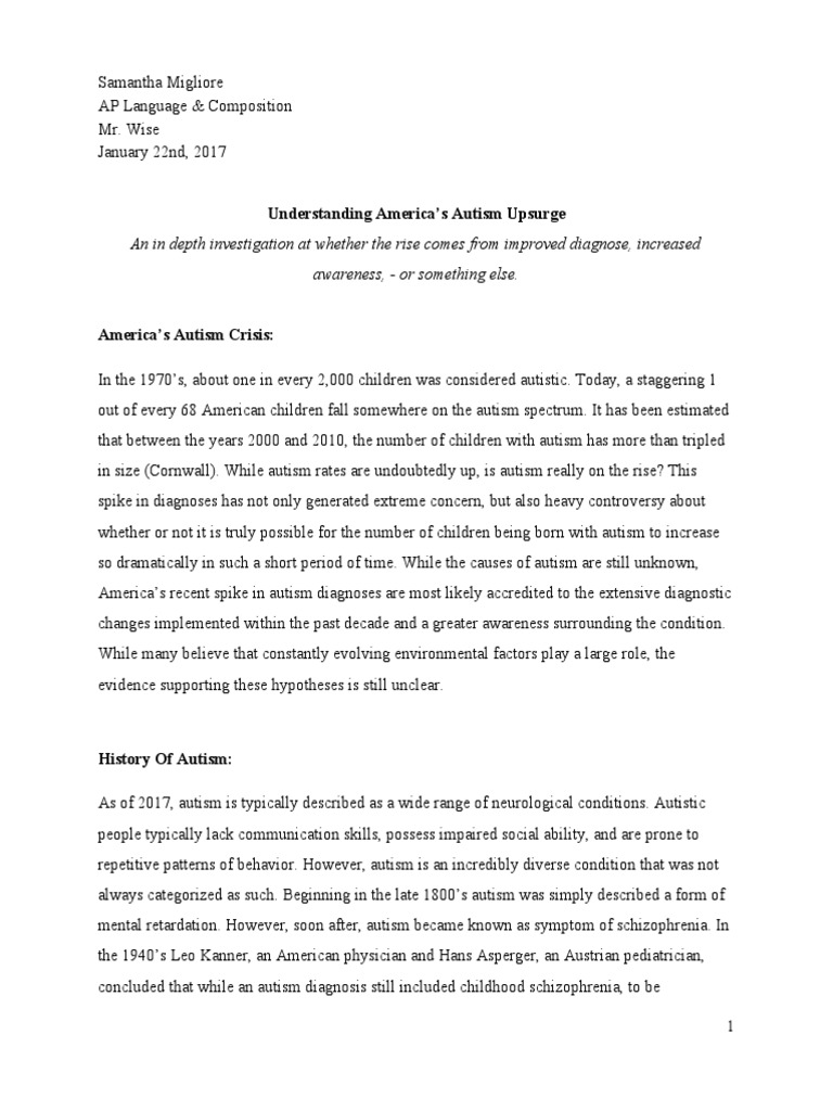 Autism Research Paper - Samantha Migliore | PDF | Autism | Asperger ...