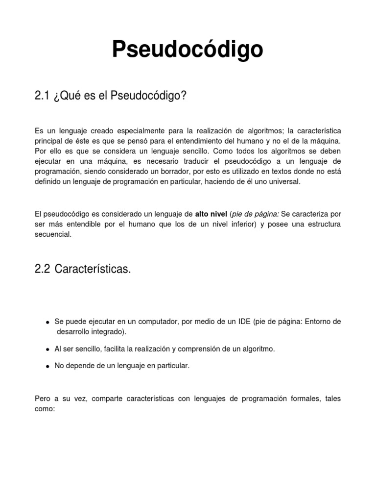 Pseudocodigo | PDF | Lenguaje de programación | Programa de computadora