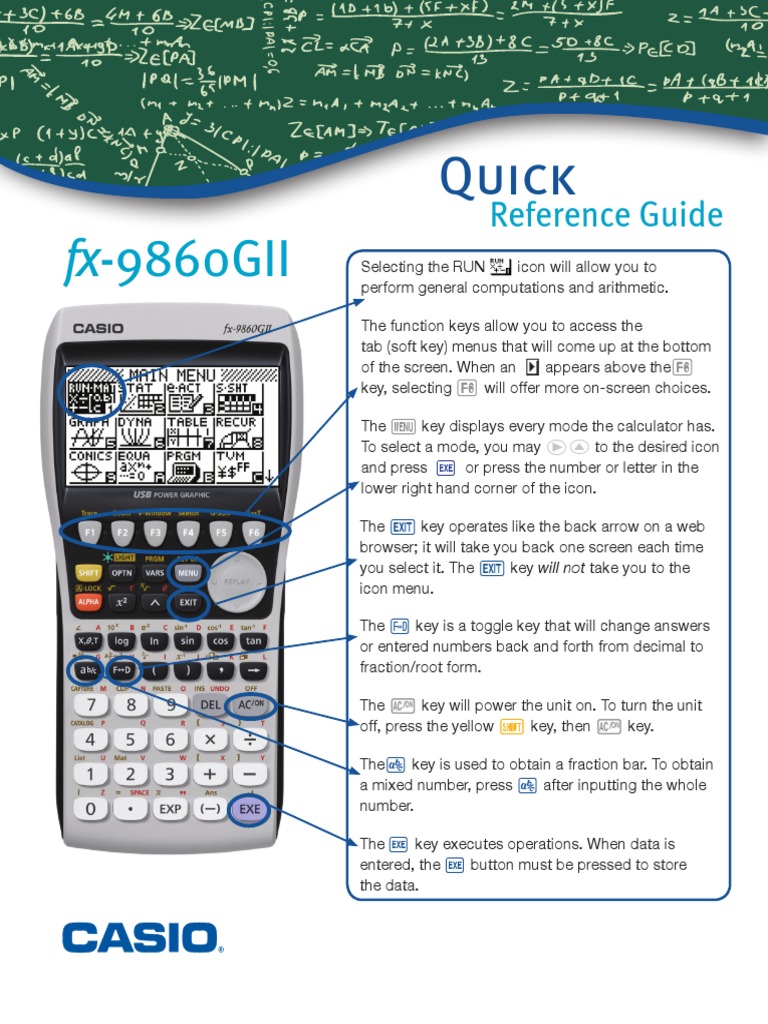 fx-9860GII User Guide Overview | PDF | Equations | Function (Mathematics)