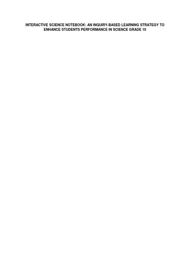 Interactive Science Notebook: An Inquiry-Based Learning Strategy To ...