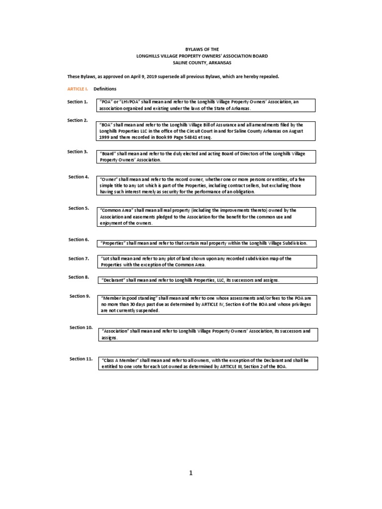 2019 LHV Poa Bylaws | PDF | Proxy Voting | Board Of Directors