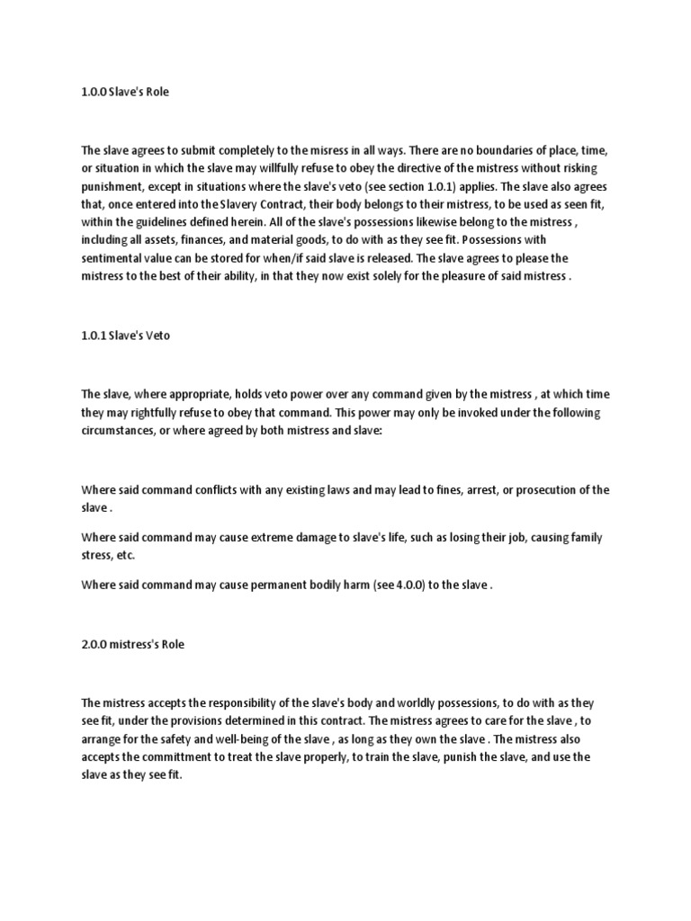 Slavecontract | PDF | Slavery | Punishments