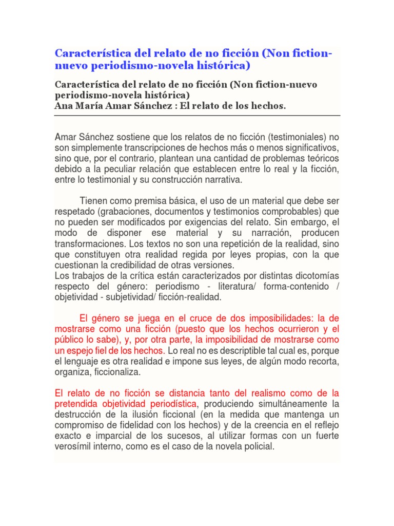 Característica Del Relato de No Ficción | PDF | Realismo literario ...