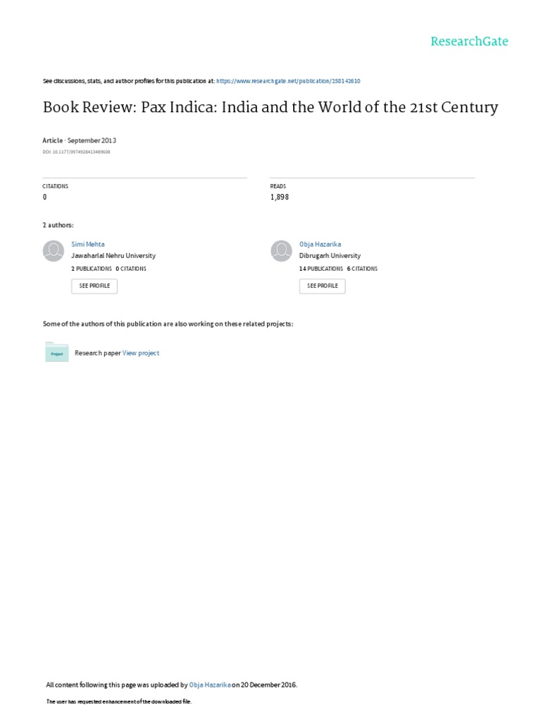Book Review: Pax Indica: India and The World of The 21st Century | PDF ...