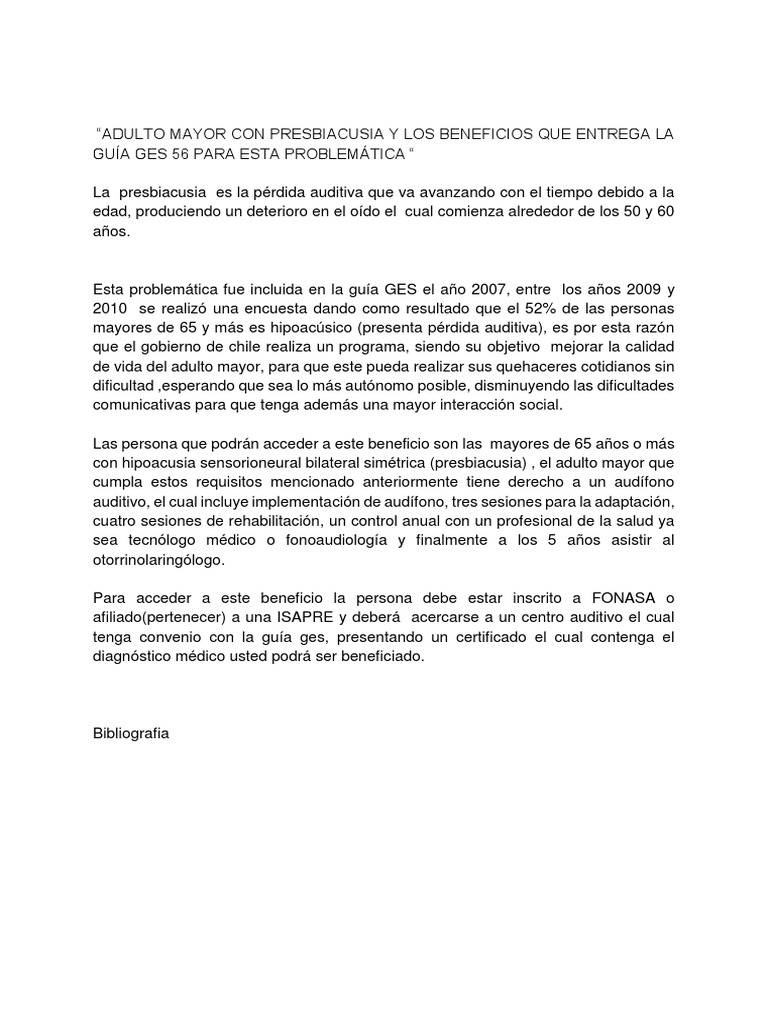 Guia Ges 56 Presbiacusia Del Adulto Mayor | PDF